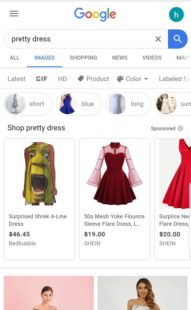 4 short a blue I long CR É sun Surprised Shrek A-Line 50s Mesh Yoke ...