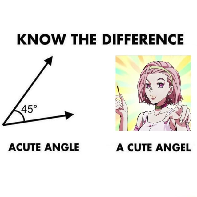KNOW THE DIFFERENCE ACUTE ANGLE A CUTE ANGEL - iFunny