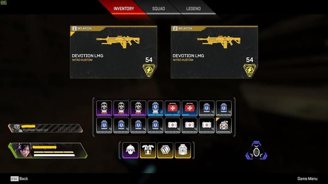 BE INVENTORY SQUAD LEGEND DEVOTION LMG DEVOTION LMG NITRO KUSTOM 54 ...