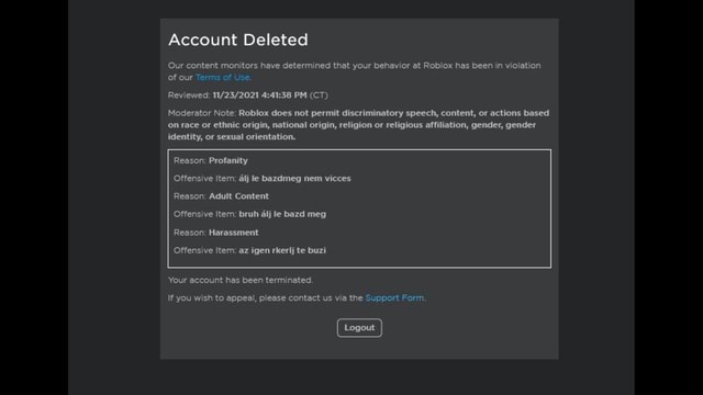 Account Deleted Our content mon tors have determined that your behav or ...