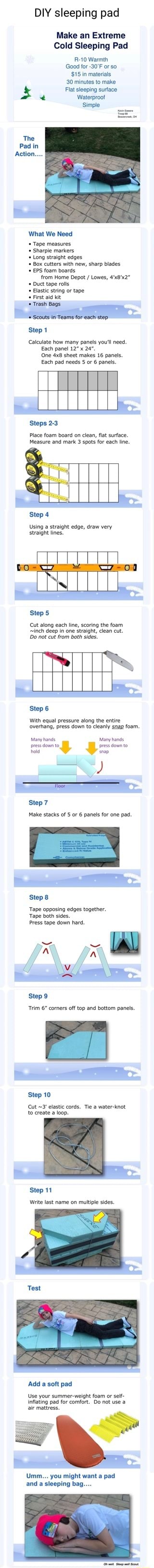 DIY sleeping pad Make an Extreme Cold Sleeping Pad 10 Warmth Good for ...