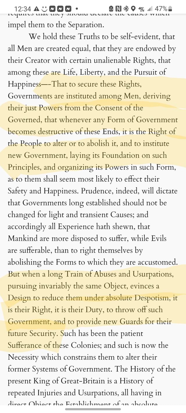 BM impel them to the Separation. We hold these Truths to be self ...