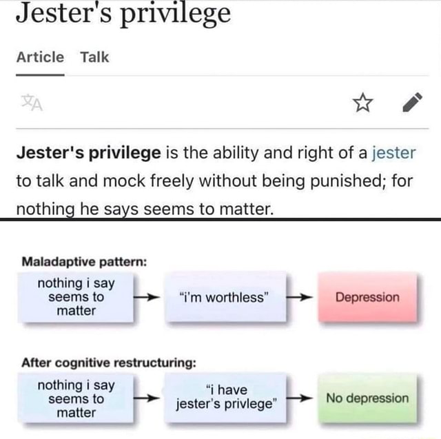 Jester's privilege Article Talk uw OF Jester's privilege is the ability ...