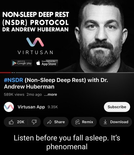 NON SLEEP DEEP REST (NSDR) PROTOCOL DR ANDREW HUBERMAN ww VIRTUSAN # ...