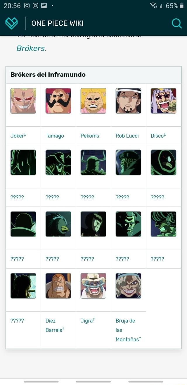 2 I ONE PIECE WIKI Brokers. Brokers del Inframundo A E Joker Tamago ...