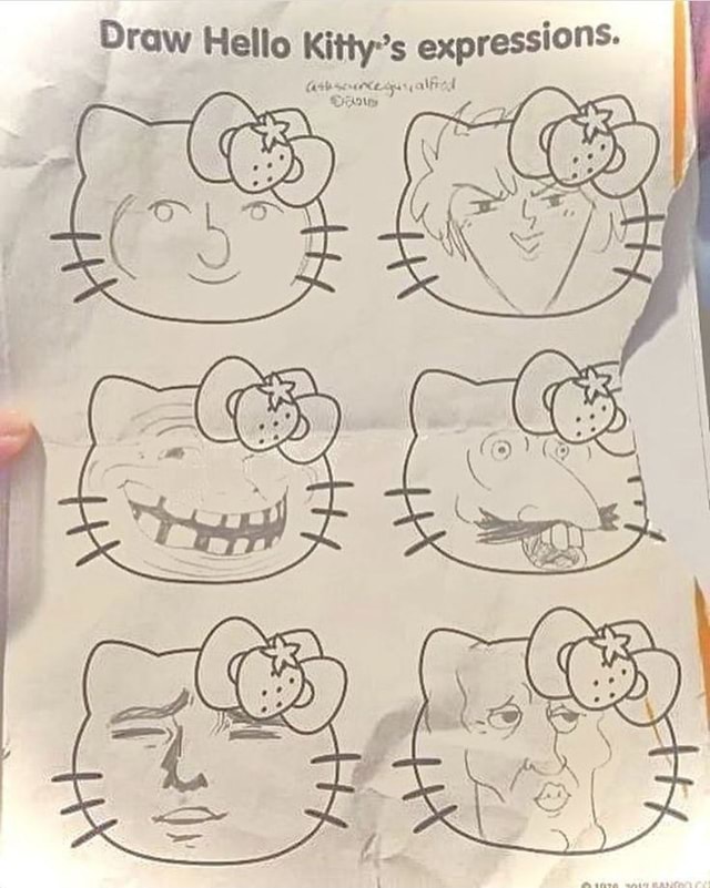 Draw Hello Kitty's expressions. - Keke