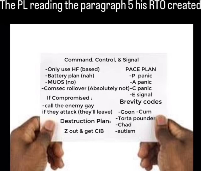 He PL reading the paragraph his created Command, Control, & Signal ...