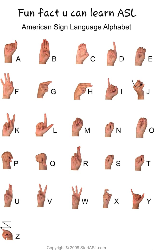 Fun fact u can learn ASL American Sign Language Alphabet ff. Copyright ...