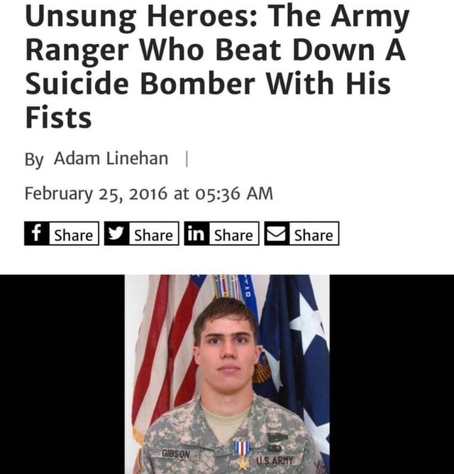 Unsung Heroes: The Army Ranger Who Beat Down A Suicide Bomber With His ...