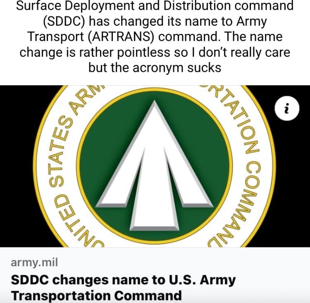 Surface Deployment and Distribution command (SDDC) has changed its name ...