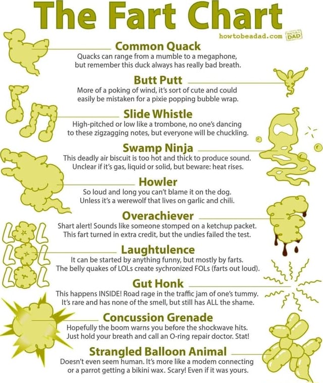 The Fart Chart howtobeadad.com Common Quack Quacks can range from a ...