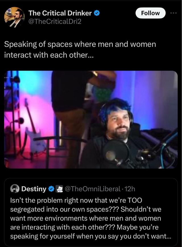 The Critical Drinker @ ~ @TheCriticalDri2 Speaking of spaces where men ...