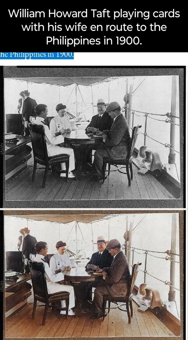 William Howard Taft playing cards with his wife en route to the ...
