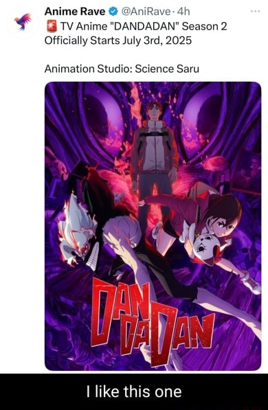 Anime Rave @ @Ani TV Anime "DANDADAN' Season 2 Officially Starts July ...