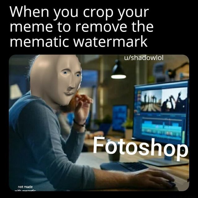 When you crop your meme to remove the mematic watermark ail made - iFunny