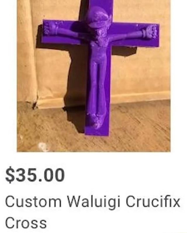 $35.00 Custom Waluigi Crucifix Cross - iFunny
