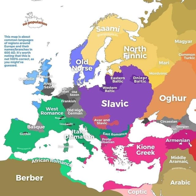 This map is about common languages of regions around Europe and their ...