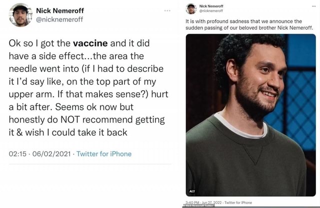 Nick Nemerott ~ Nick Nemeroff @nicknemeroff It is with profound sadness that we announce the ...