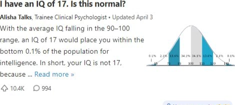 I have an IQ of 17, Is this normal? Alisha Talks, Trainee Clinical ...