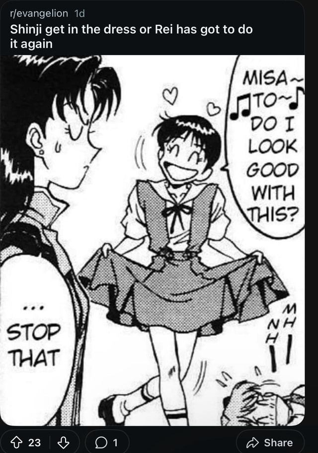 Rfevangelion id Shinji get in the dress or Rei has got to do it again ...