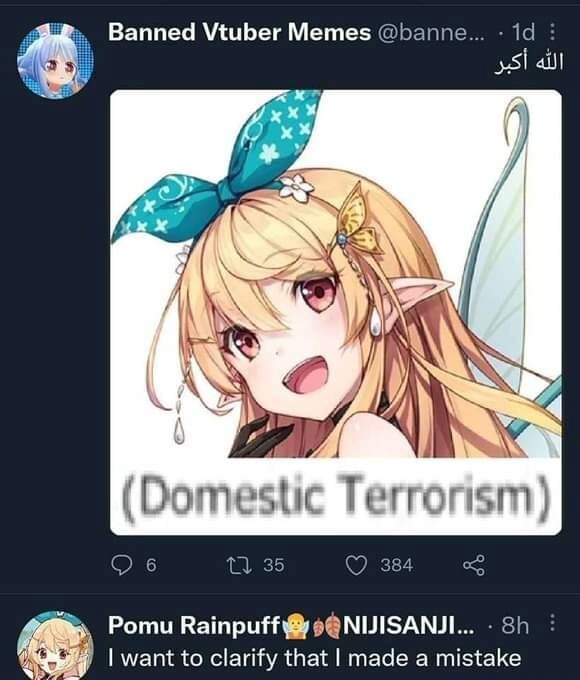 Banned Vtuber Memes @banne... - id ill yx xi wa Pomu I want to clarify that I made a mistake ...