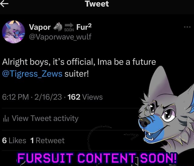 Tweet Vapor @Vaporwave wulf Alright boys, it's official, lma be a ...
