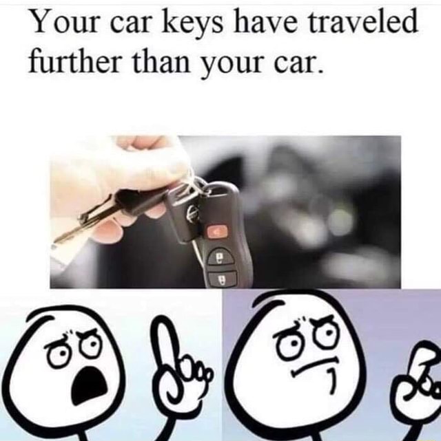 Your car keys have traveled further than your car. - iFunny
