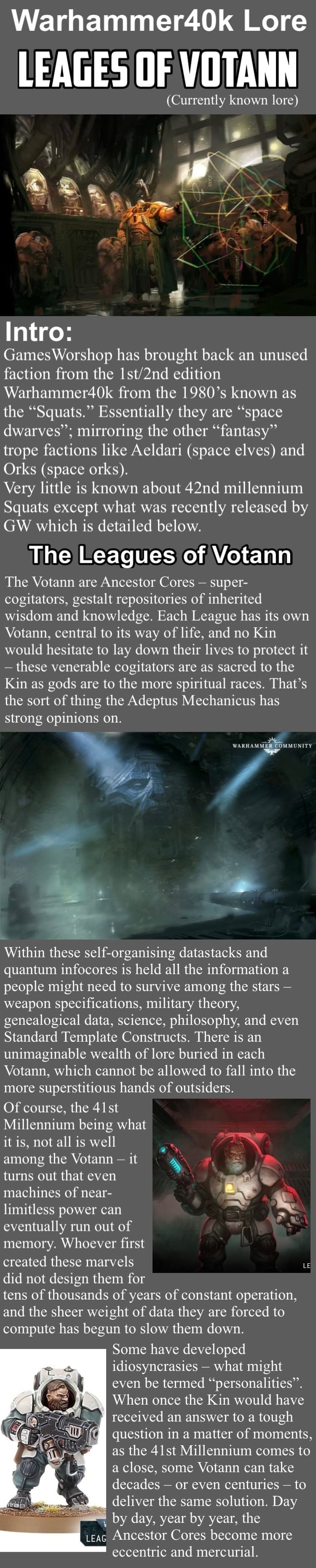 Warhammer40k Lore LEAGES OF VOTANN (Currently known lore) Intro: Games ...