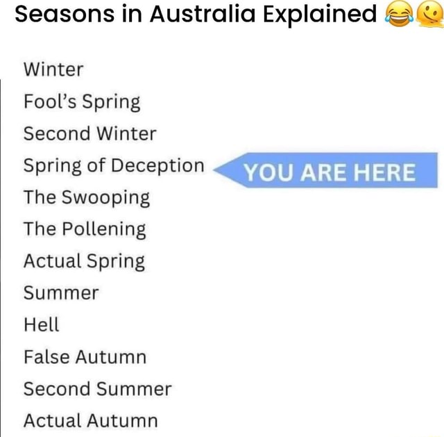 Seasons in Australia Explained Winter Fool's Spring Second Winter ...