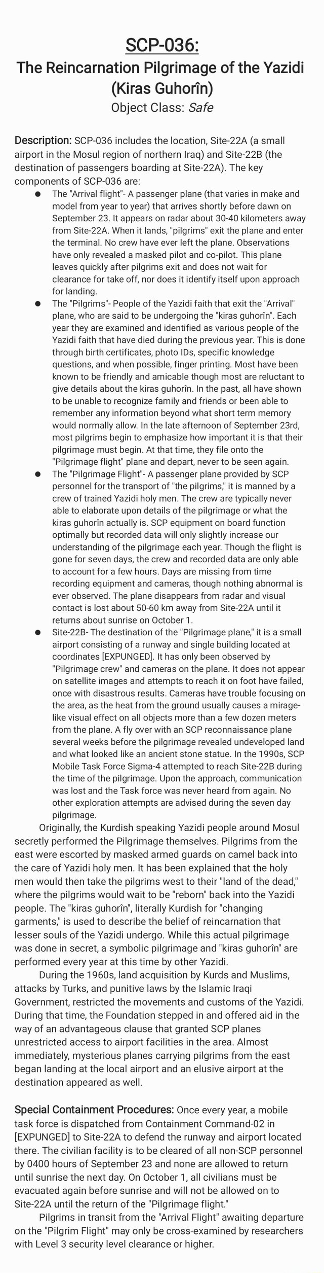 SCP-036: The Reincarnation Pilgrimage of the Yazidi (Kiras Guhorin ...
