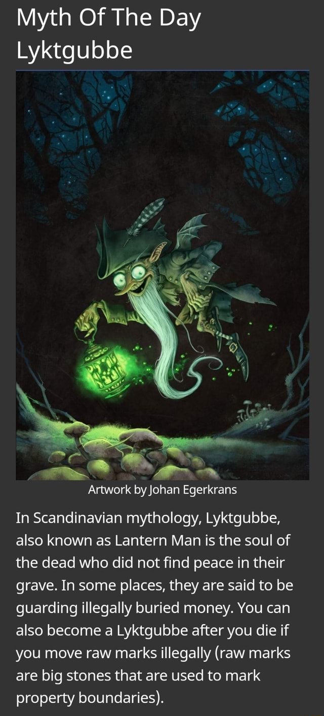 Myth Of The Day Lyktgubbe Artwork by Johan Egerkrans In Scandinavian ...
