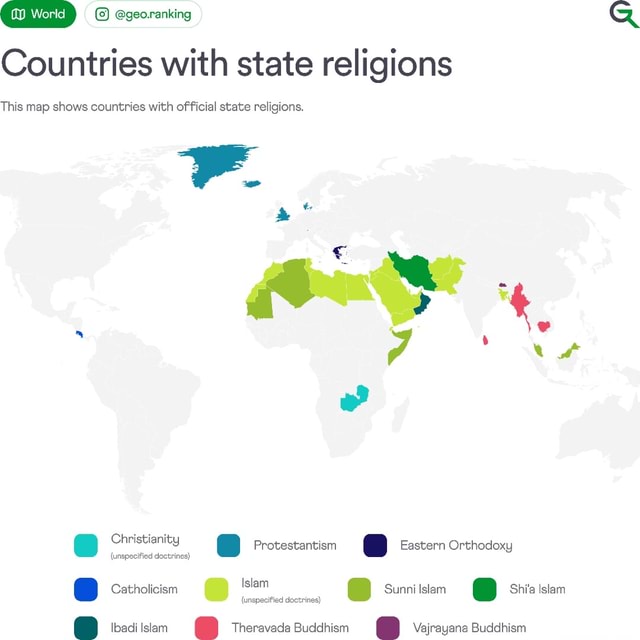 @geo.ranking Countries with state religions This map shows countries ...