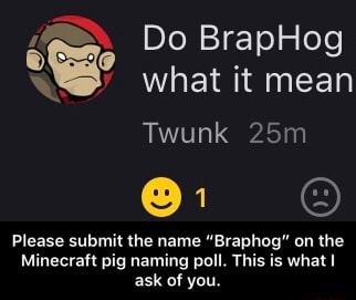 Please submit the name “Braphog” on the Minecraft pig naming poll. This ...