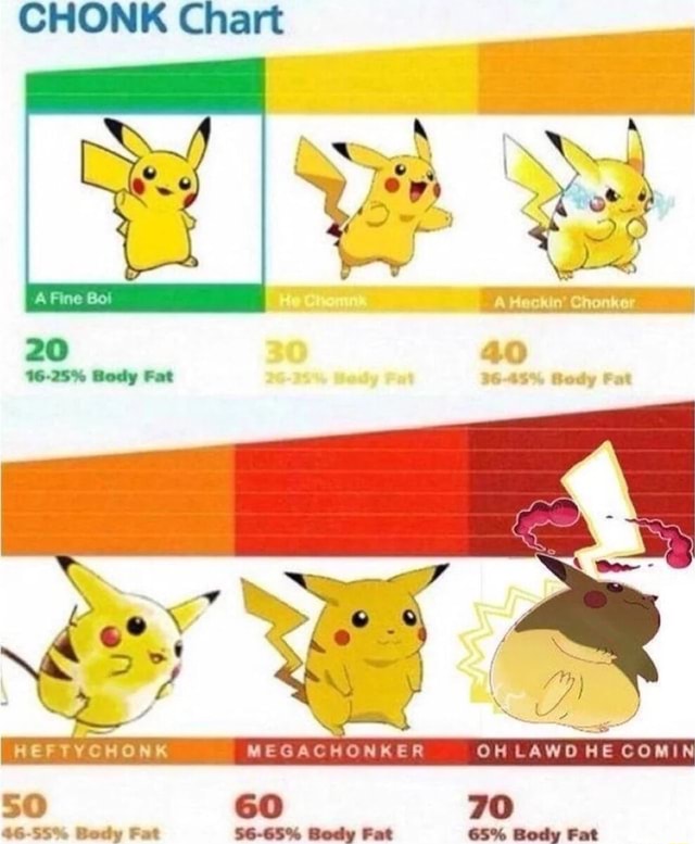 CHONK Chart 16-25% Body Fat EGACHONKER OH LAWD HE COMIN 46-55% Body Fat ...