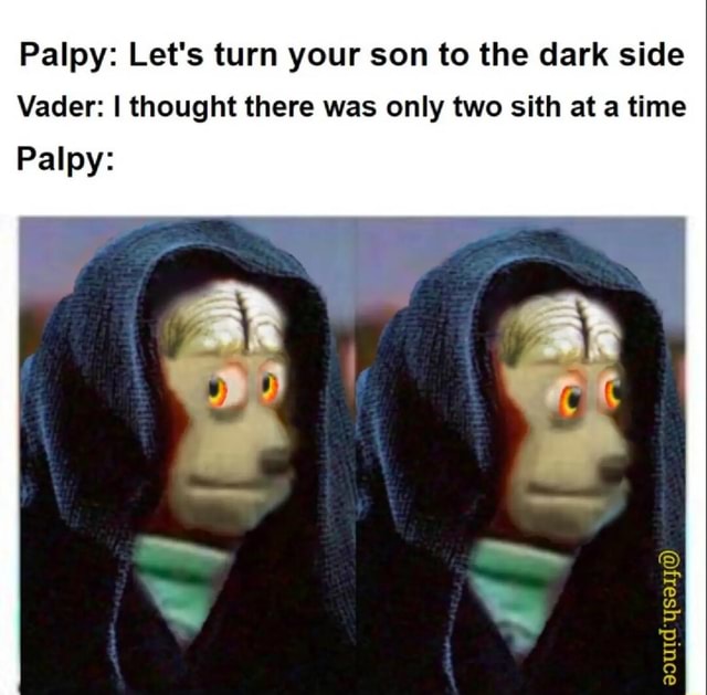 Palpy: Let's turn your son to the dark side Vader: I thought there was ...