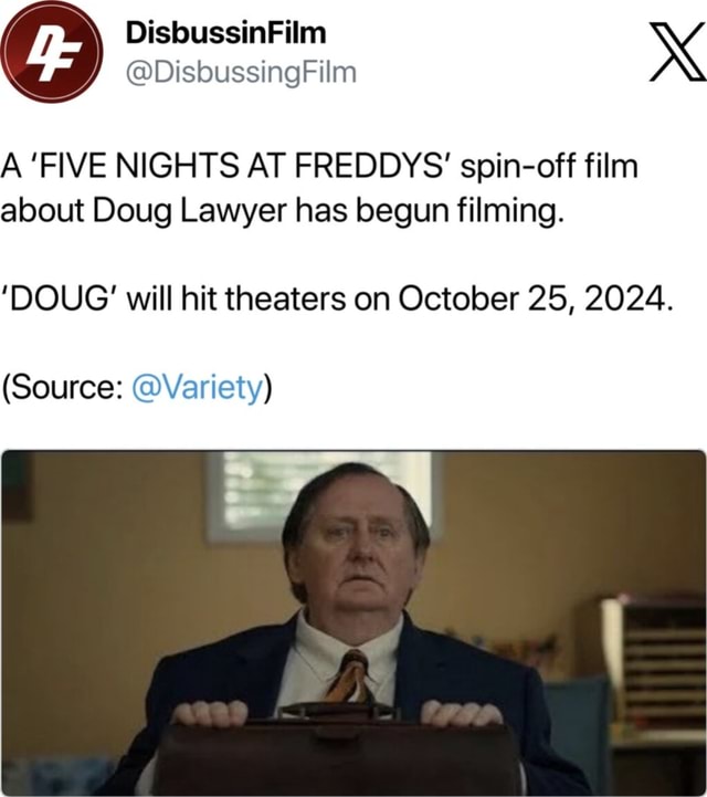 A 'FIVE NIGHTS AT FREDDYS' spin-off film about Doug Lawyer has begun ...