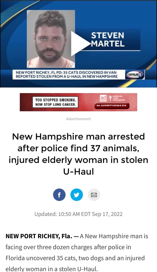 STEVEN MARTEL NEW PORT RICHEY, FL PD: 35 CATS DISCOVERED IN VAN ...