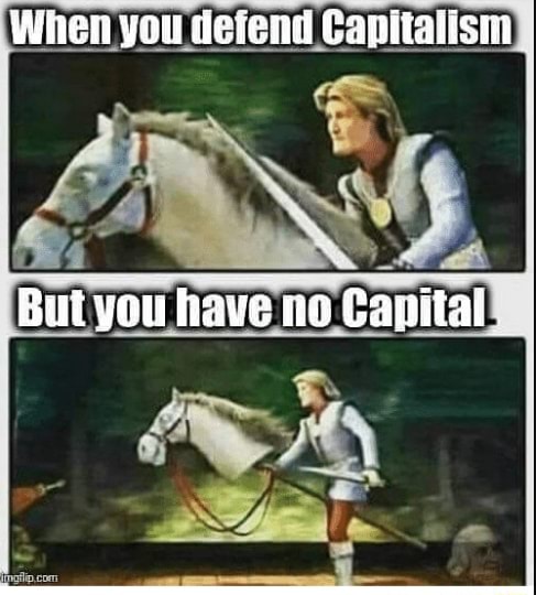 When you defend Capitalism But you have Capital, - iFunny