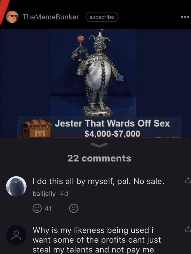 TheMemeBunker subscribe Jester That Wards Off Sex 000 mi 22 comments C ...