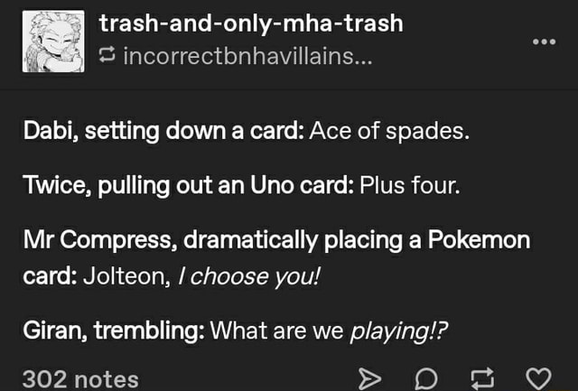 Trash-and-only-mha-trash incorrectbnhavillains... Dabi, setting down a ...