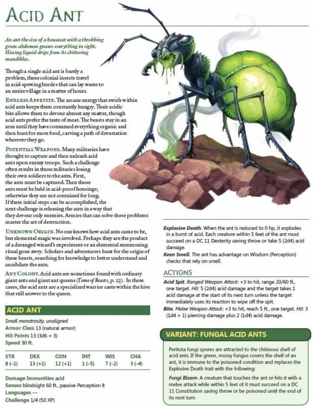 Actd ANT An ant the size of a bousecat with a throbbing green abdomen ...