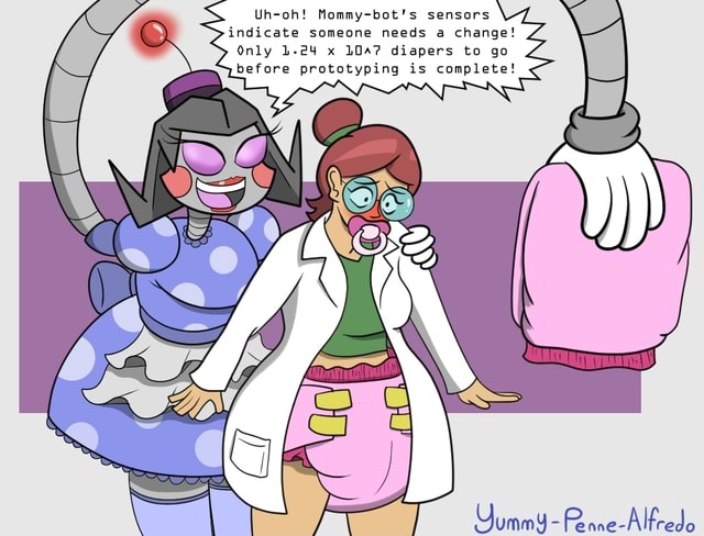 Uh-oh! Mommy-bot's sensors indicate someone needs a change! Only 1.24 x ...