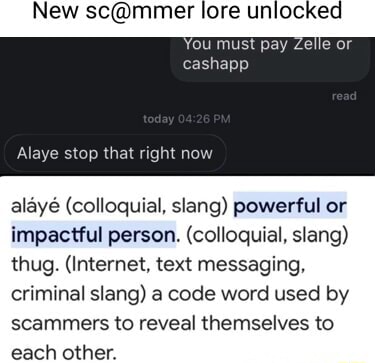 New lore unlocked Alaye stop that right now alaye (colloquial, slang ...