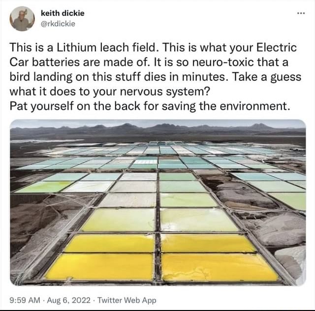 Keith dickie @rkdickie This is a Lithium leach field. This is what your ...