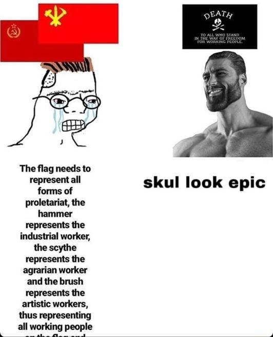 The flag needs to represent all forms of proletariat, the hammer ...