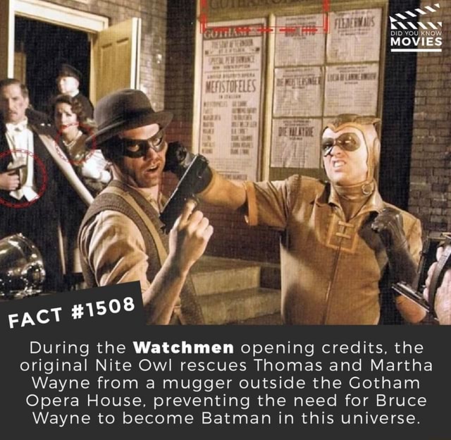 During the Watchmen opening credits, the original Nite Owl rescues ...