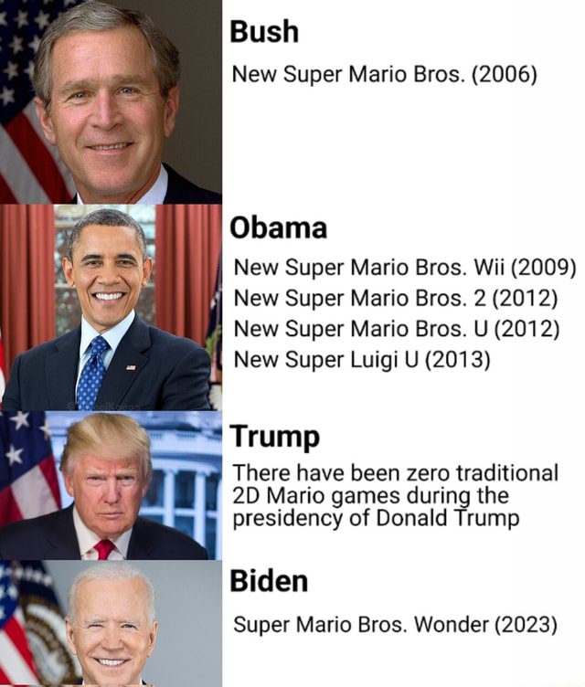 Bush New Super Mario Bros. (2006) Obama I New Super Mario Bros. Wii ...