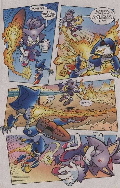 Archie: Metal Sonic fights off Blaze, Shadow and Marine simultaneously ...