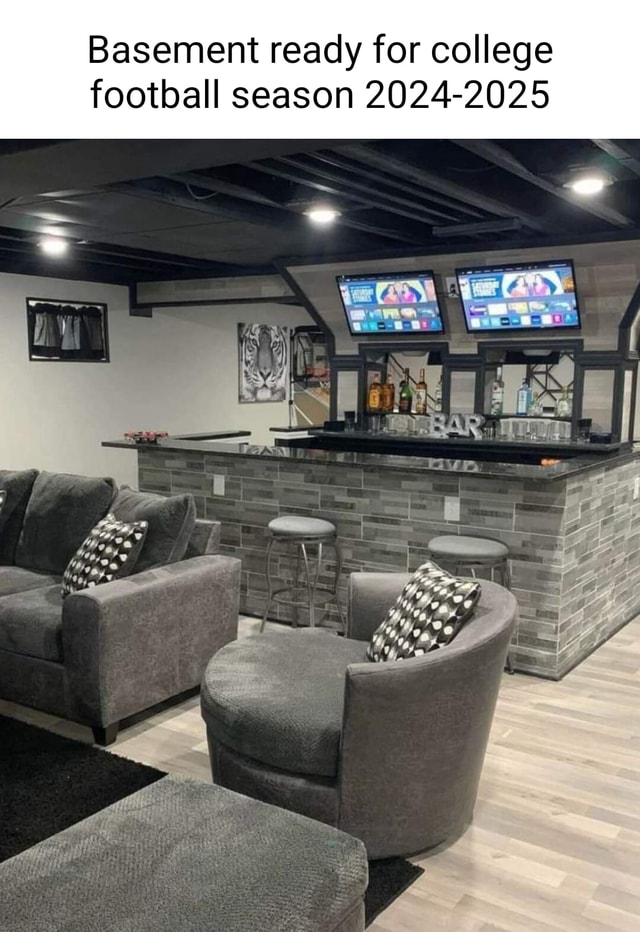 Basement ready for college football season 2024-2025 - iFunny