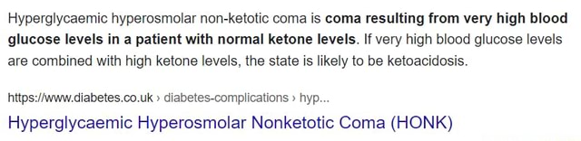 Hyperglycaemic hyperosmolar non-ketotic coma is coma resulting from ...